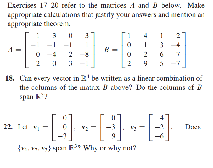 Solved Exercises 17−20 refer to the matrices A and B below. | Chegg.com