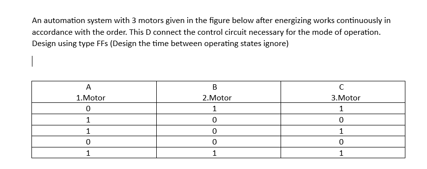 An automation system with 3 motors given in the | Chegg.com