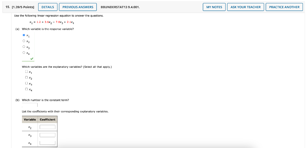 Solved Use the following linear regression equation to | Chegg.com