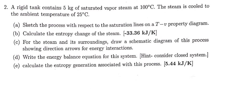 Solved 2. A rigid tank contains 5 kg of saturated vapor | Chegg.com