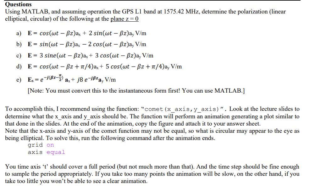 Solved Questions Using MATLAB, and assuming operation the | Chegg.com