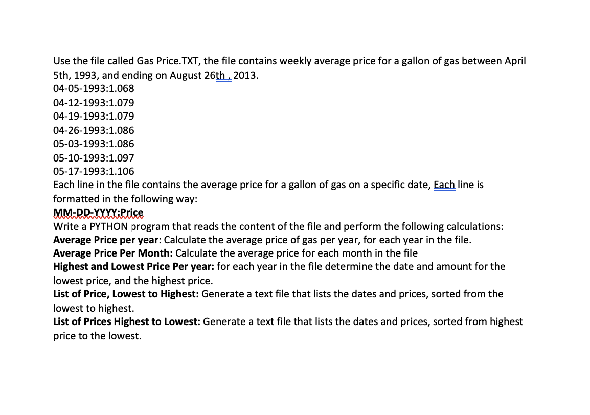 Solved Use the file called Gas Price.TXT, the file contains | Chegg.com