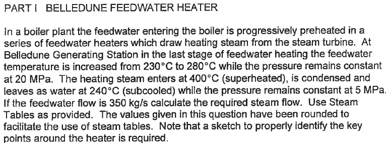 Solved PARTI BELLEDUNE FEEDWATER HEATER In a boiler plant | Chegg.com