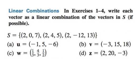 Solved Linear Combinations In Exercises 1-4, write each | Chegg.com
