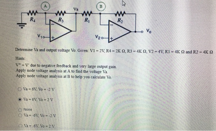 Solved Determine Va and the output voltage Vo, given Vi 1 V | Chegg.com