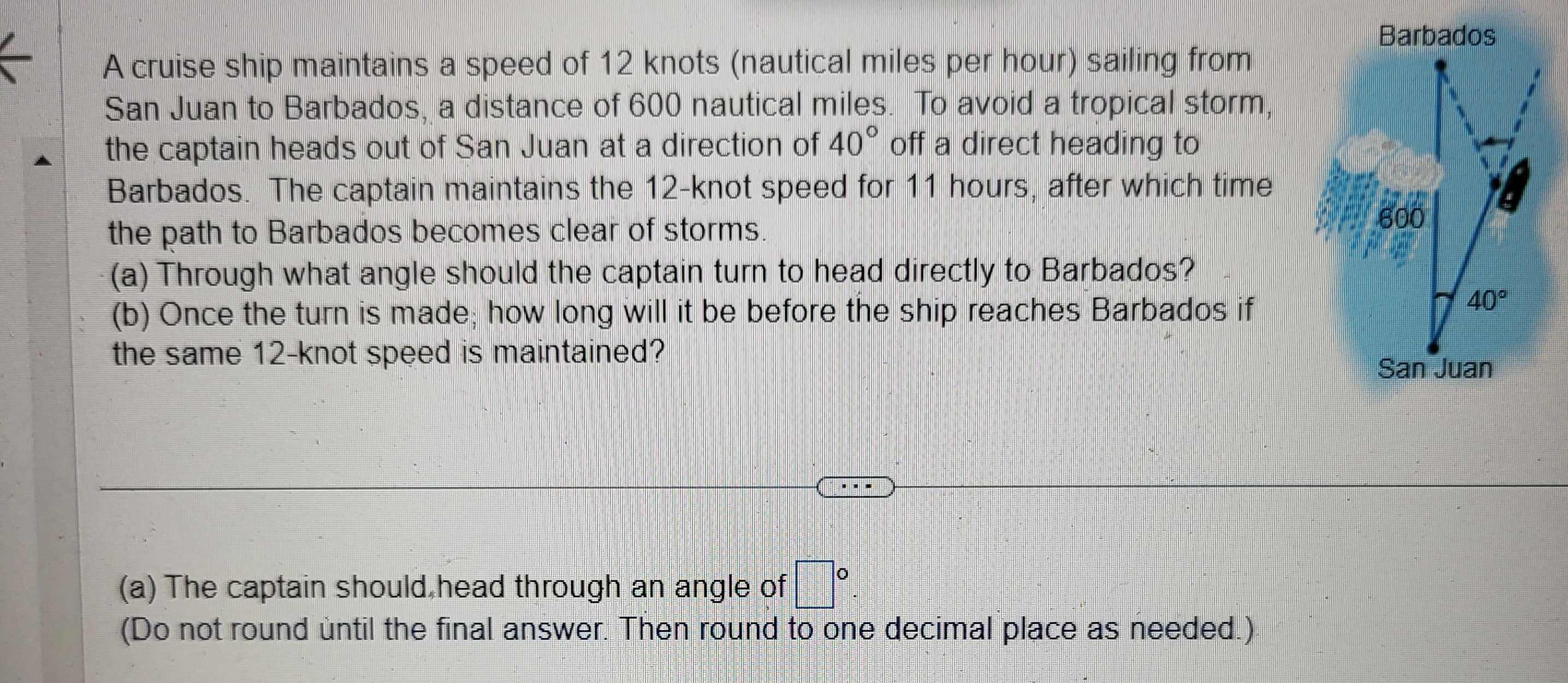 Solved A cruise ship maintains a speed of 12 knots (nautical | Chegg.com