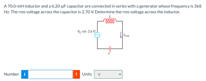 Solved A 70.0−mH inductor and a 6.20- μF capacitor are | Chegg.com