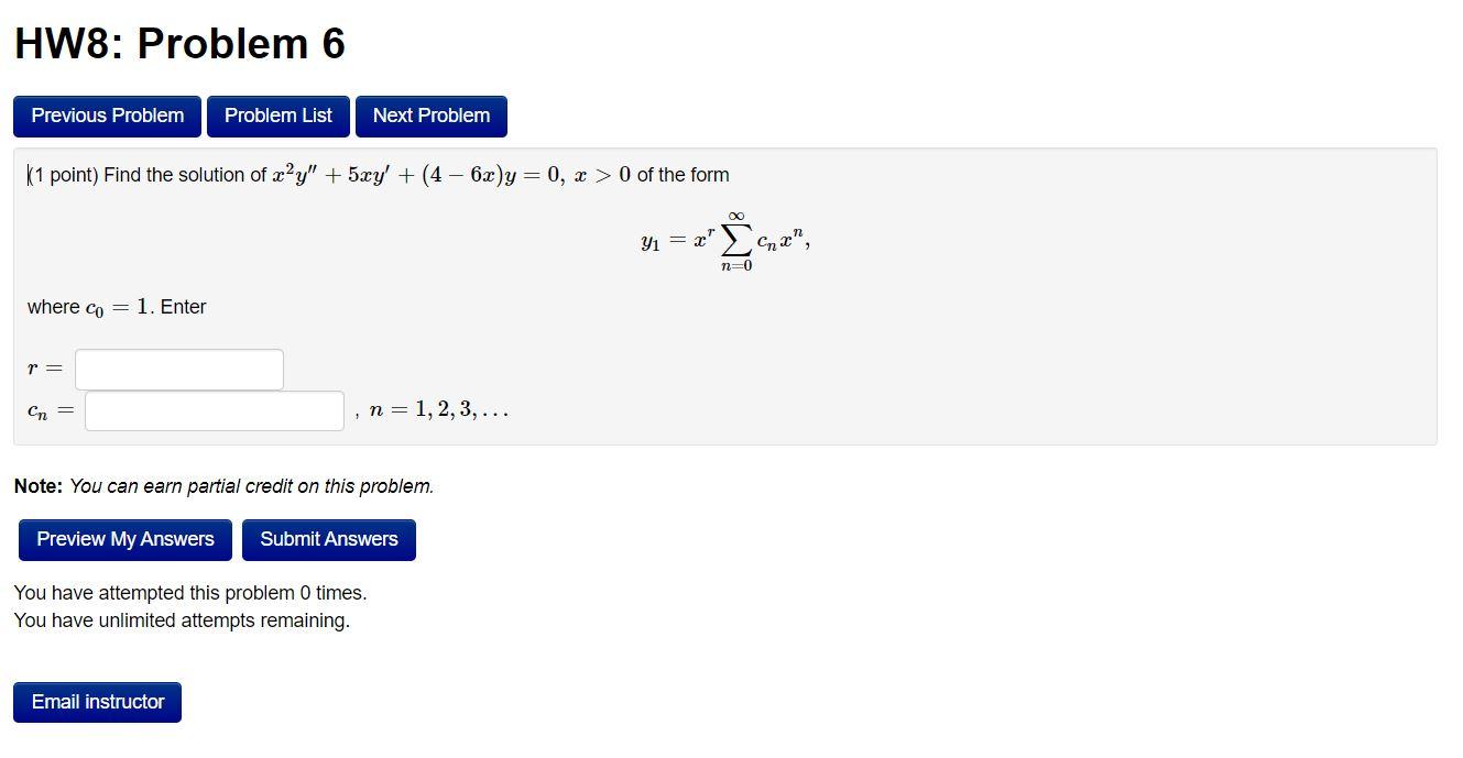 Solved HW8: Problem 6 Previous Problem Problem List Next | Chegg.com