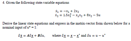 4. Given the following state-variable equations | Chegg.com