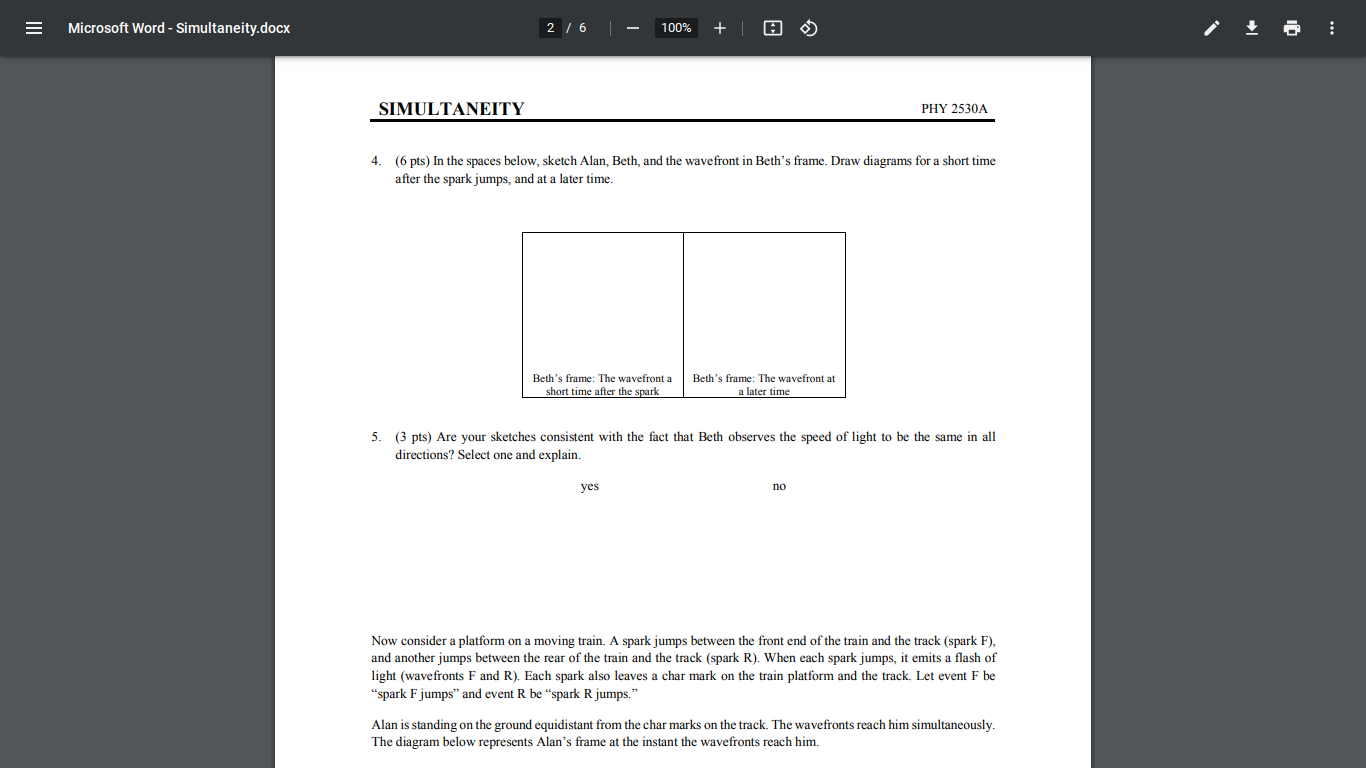 Solved = Microsoft Word - Simultaneity.docx 1 / 6 100% + @ | Chegg.com