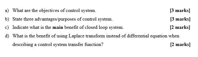 Solved a) What are the objectives of control system. [3 | Chegg.com