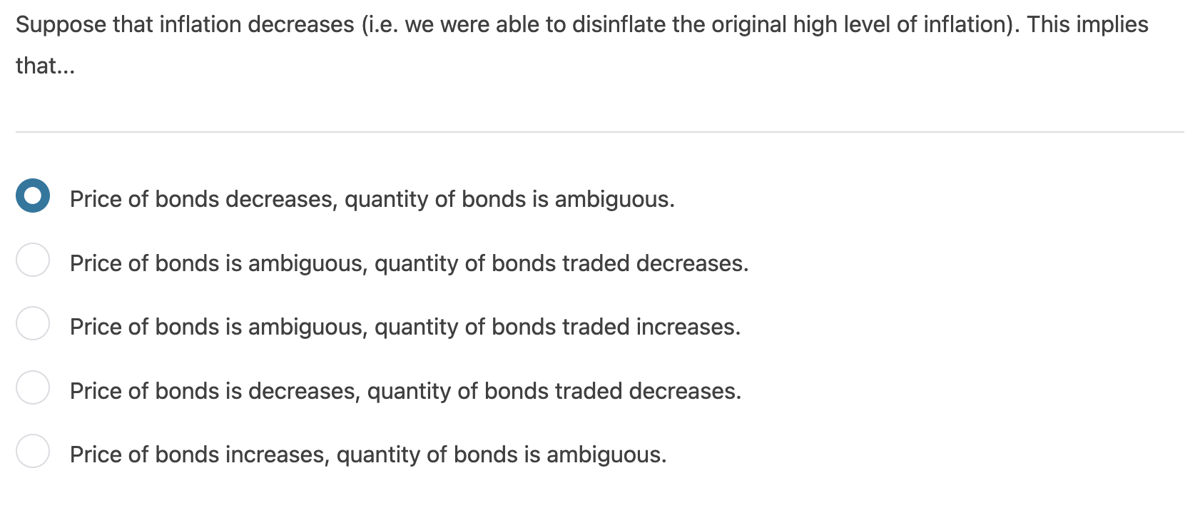 Solved Suppose that inflation decreases (i.e. we were able | Chegg.com