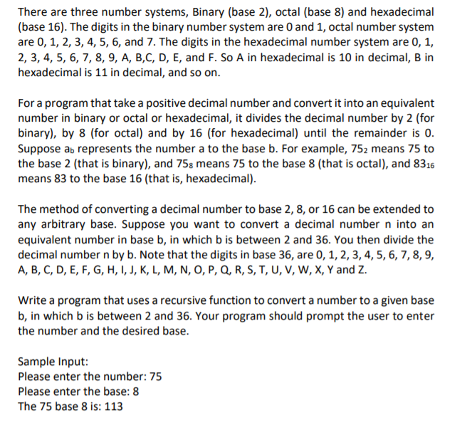 Solved There are three number systems, Binary (base 2), | Chegg.com
