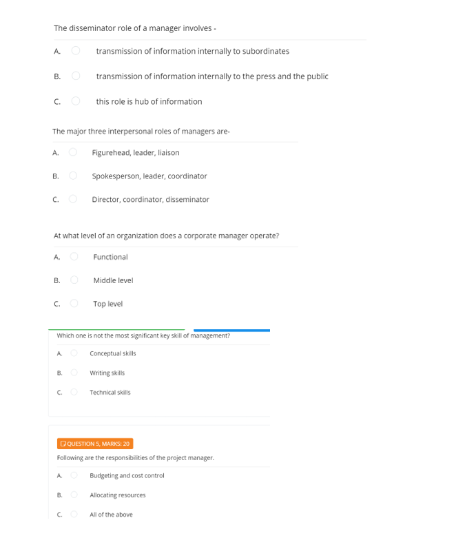 Solved The disseminator role of a manager involves. A. | Chegg.com