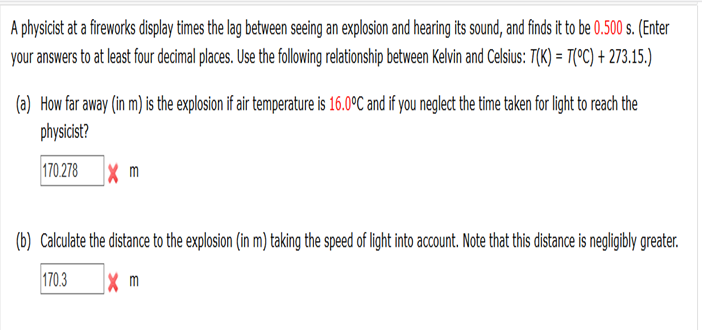 Solved A physicist at a fireworks display times the lag | Chegg.com