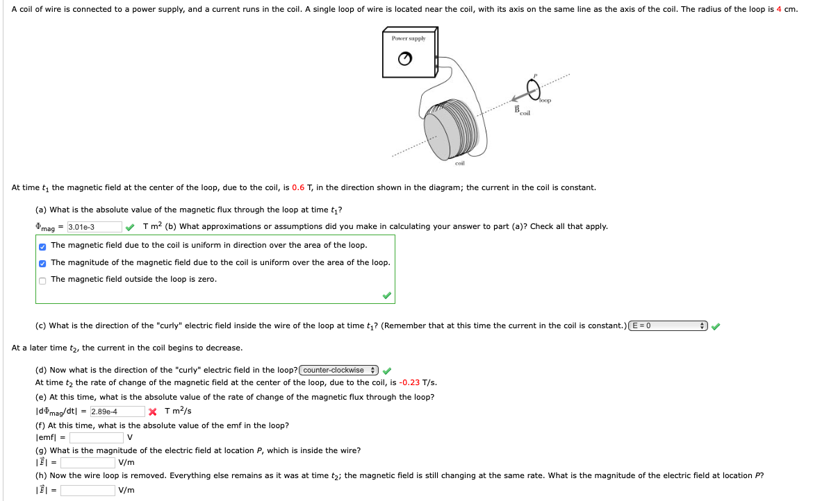 Solved A coil of wire connected to a power supply, and a | Chegg.com