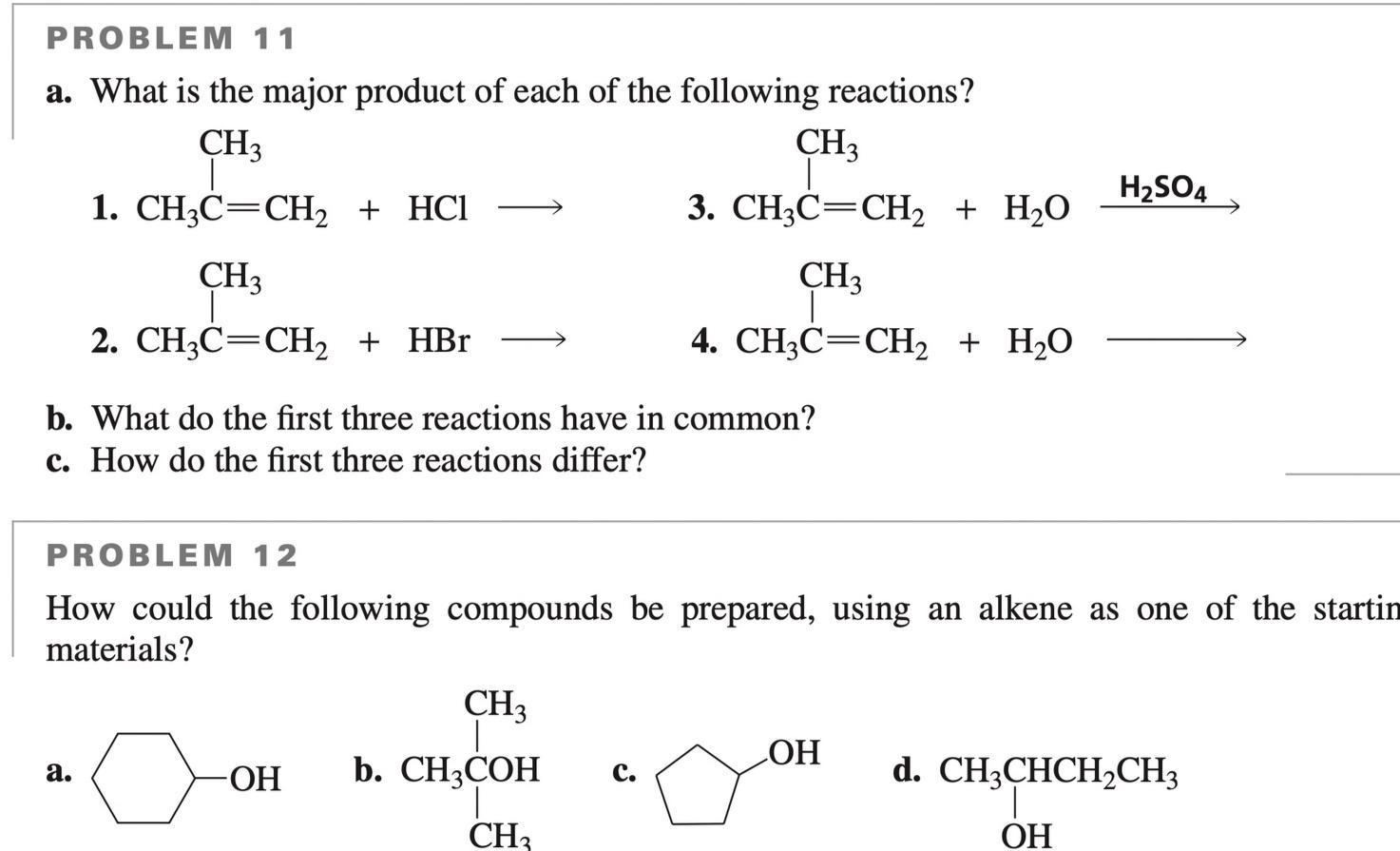 Solved a. What is the major product of each of the following | Chegg.com