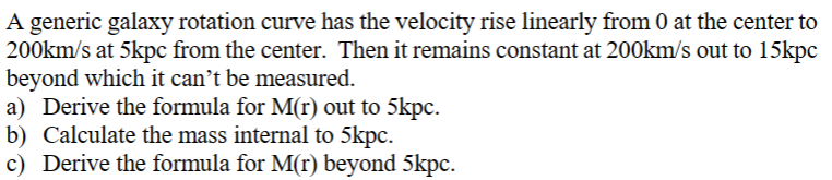Solved A generic galaxy rotation curve has the velocity rise | Chegg.com
