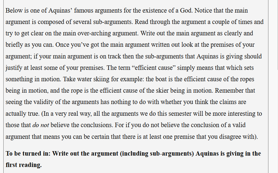 Below is one of Aquinas' famous arguments for the | Chegg.com