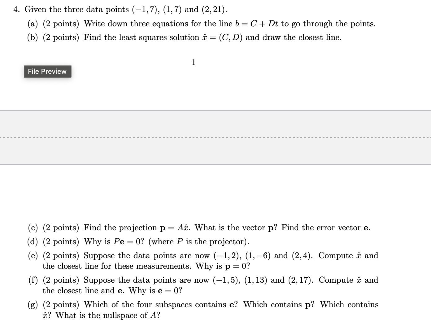 Solved (c) (2 ﻿points) ﻿Find the projection p=Ahat(x). ﻿What | Chegg.com