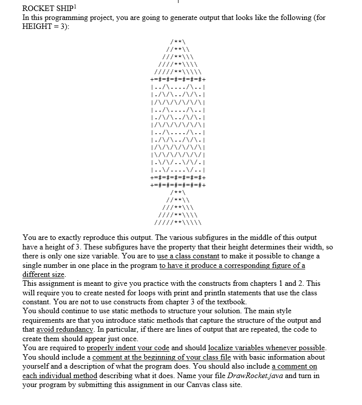 Solved ROCKET SHIP In this programming project, you are | Chegg.com