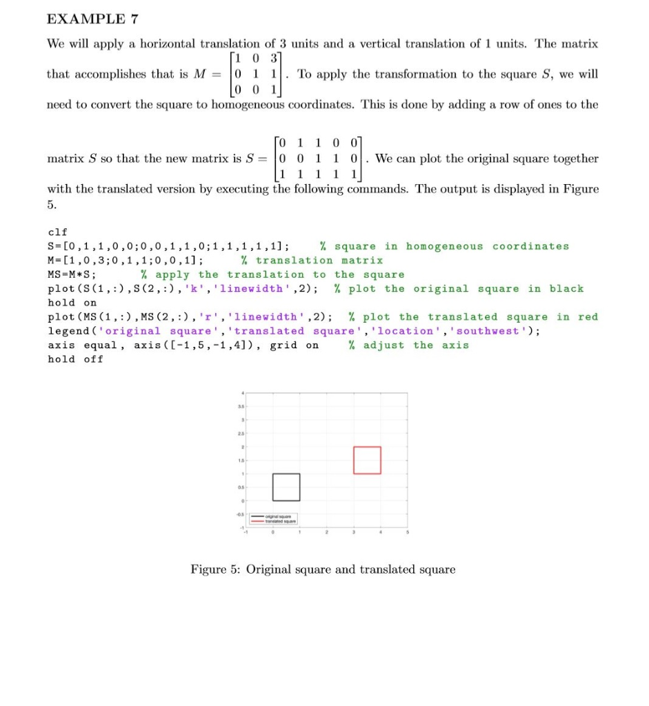 Solved EXERCISES 5. Consider the translated square MS in | Chegg.com