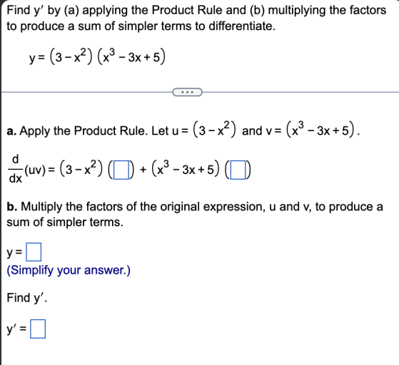 Solved Find y′ by (a) applying the Product Rule and (b) | Chegg.com