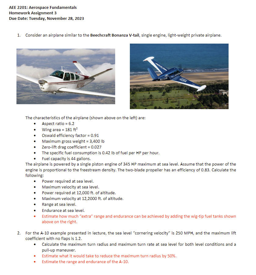Solved AEE 2201: Aerospace Fundamentals Homework Assignment | Chegg.com