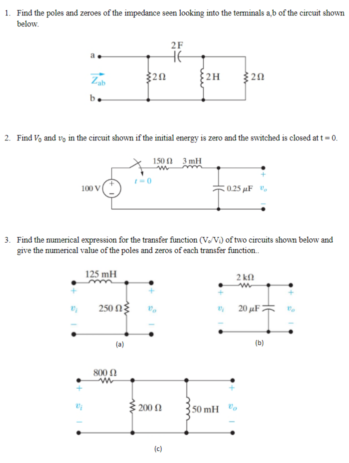[Solved]: 1. Find the poles and zeroes of the impedance se