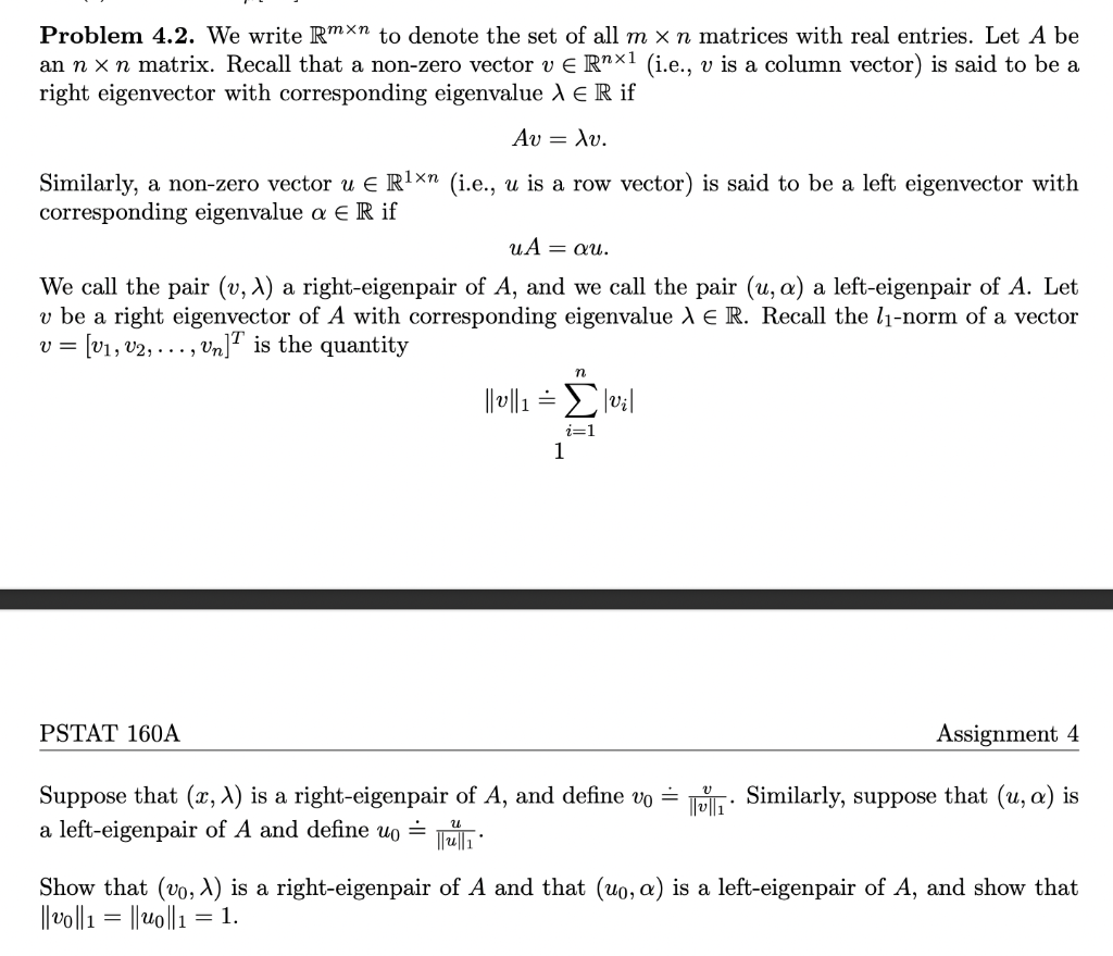Solved Problem 4.2. We write Rm×n to denote the set of all | Chegg.com
