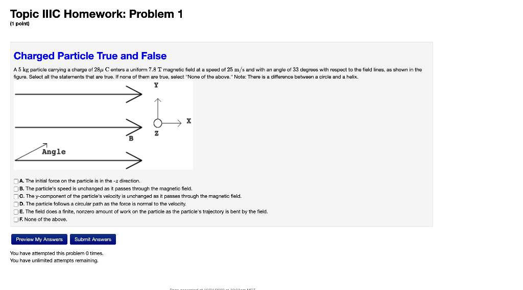 Solved Topic IIIC Homework: Problem 1 (1 point) Charged | Chegg.com