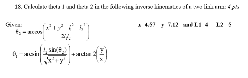 Solved 18. Calculate theta 1 and theta 2 in the following | Chegg.com