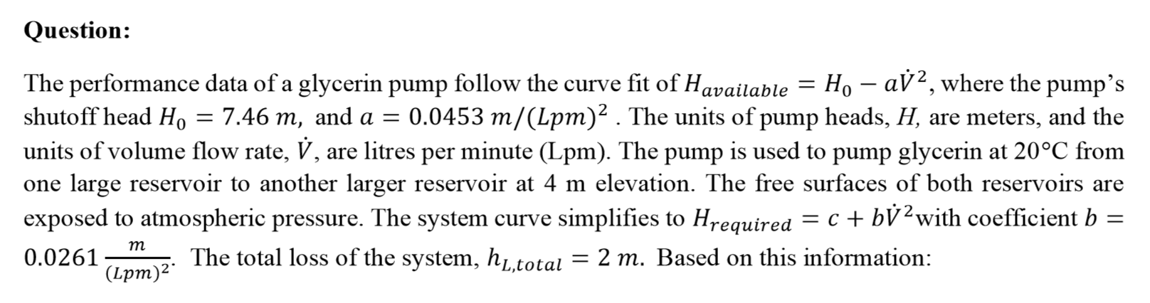 Solved Fluid Mechanics Ability to PREDICT the pump | Chegg.com