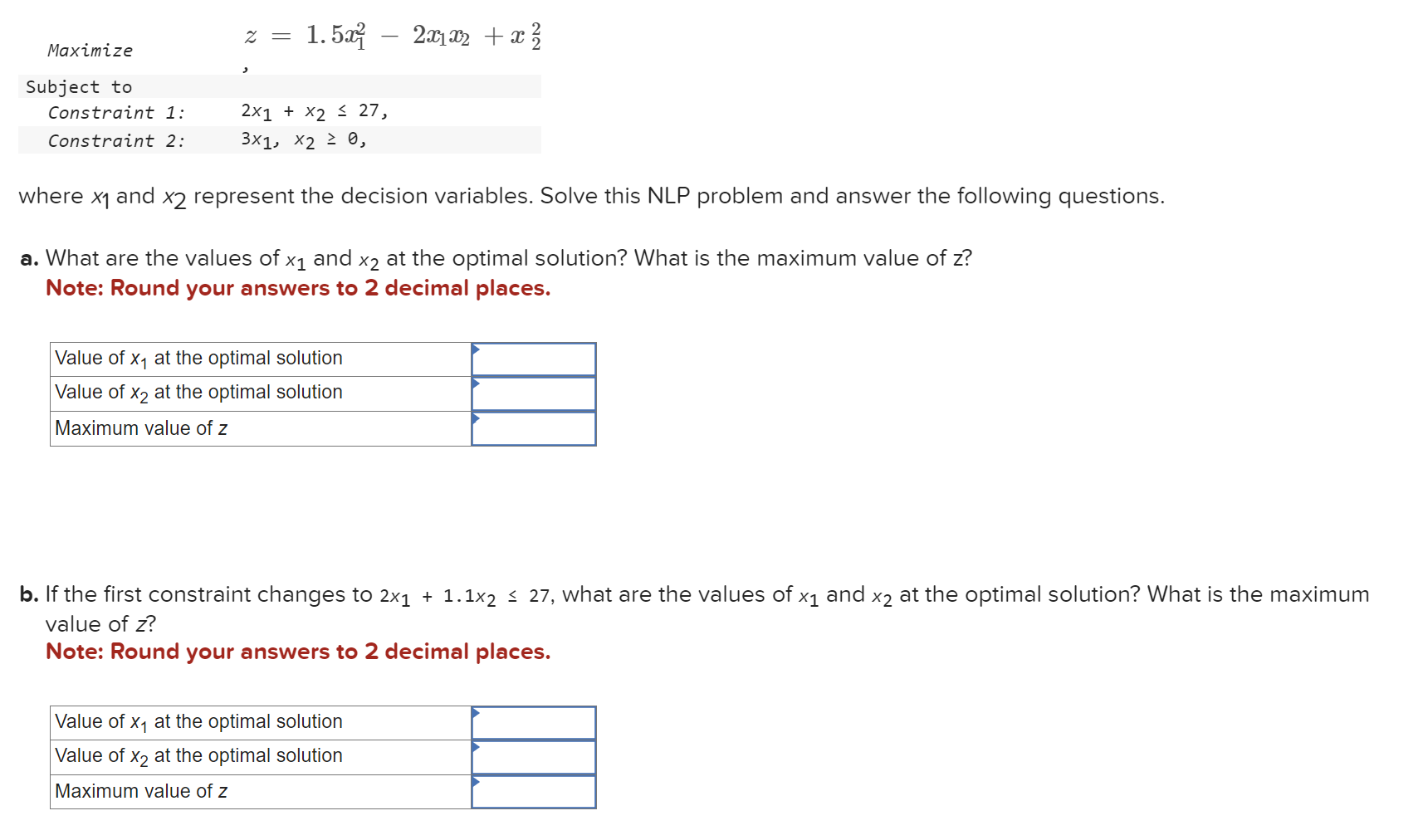 Solved where x1 and x2 represent the decision variables. | Chegg.com