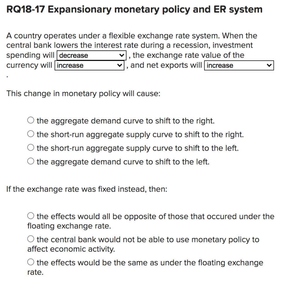 Solved For the question that says: A country operates under | Chegg.com
