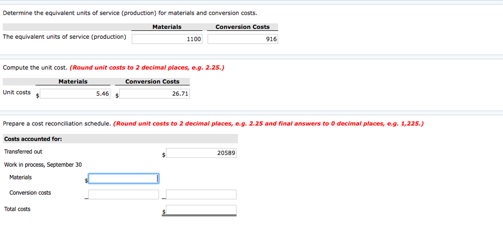 Solved Determine the equivalent units of service | Chegg.com