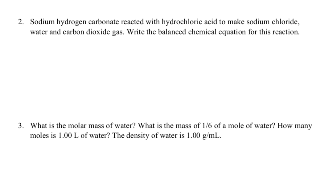 Chemical Equation For Sodium Hydrogen Carbonate And Hydrochloric Acid ...