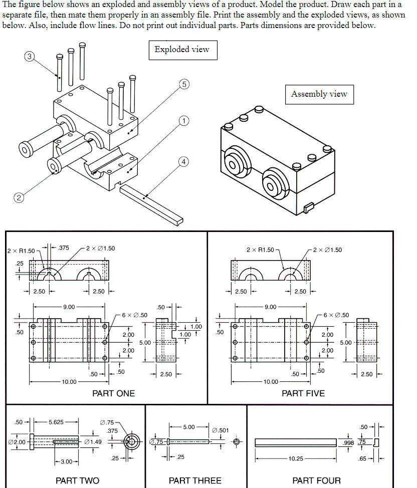 Solved The figure below shows an exploded and assembly views | Chegg.com