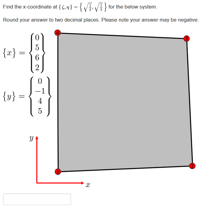 Solved Find the x-coordinate at { ζ , η } = { 1 3 , 1 3 } | Chegg.com