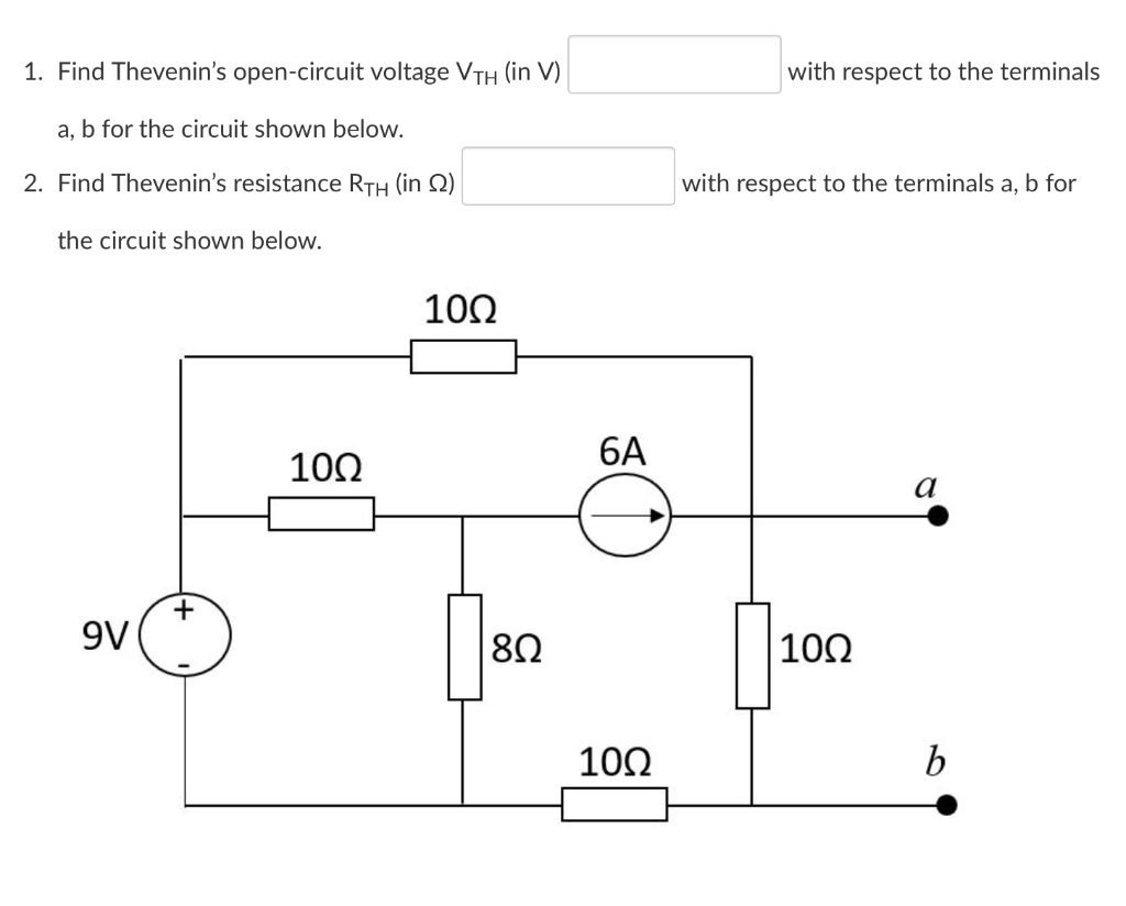 Solved 1. Find Thevenin's open-circuit voltage VTH (in V ) | Chegg.com