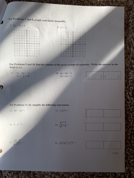 Solved For Problems 1 and 2, solve each equation for y 1. 7y | Chegg.com