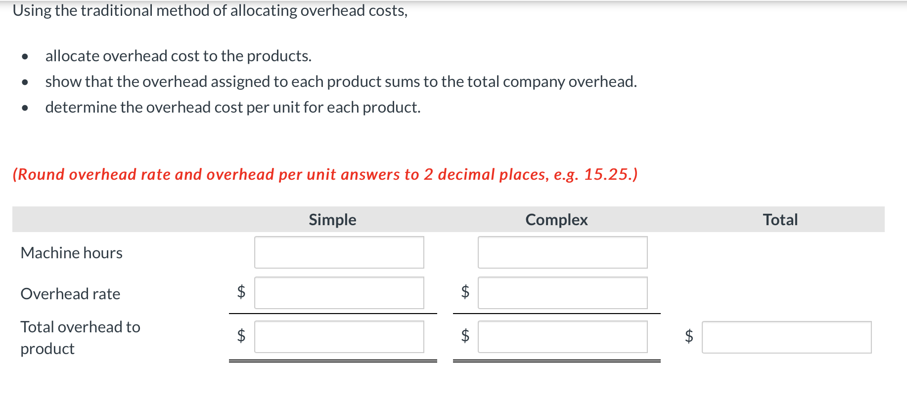 Solved Using the traditional method of allocating overhead | Chegg.com