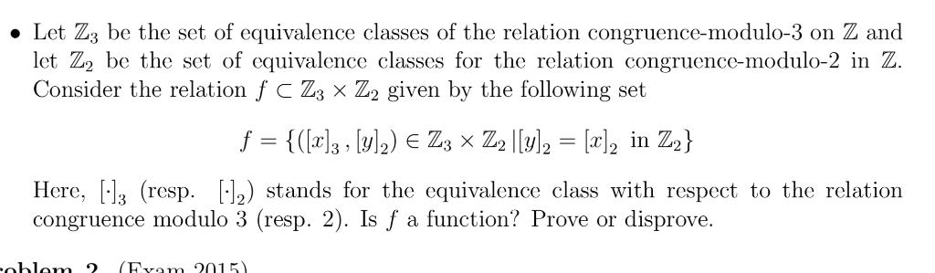 Solved Let Z be the set of equivalence classes of the | Chegg.com