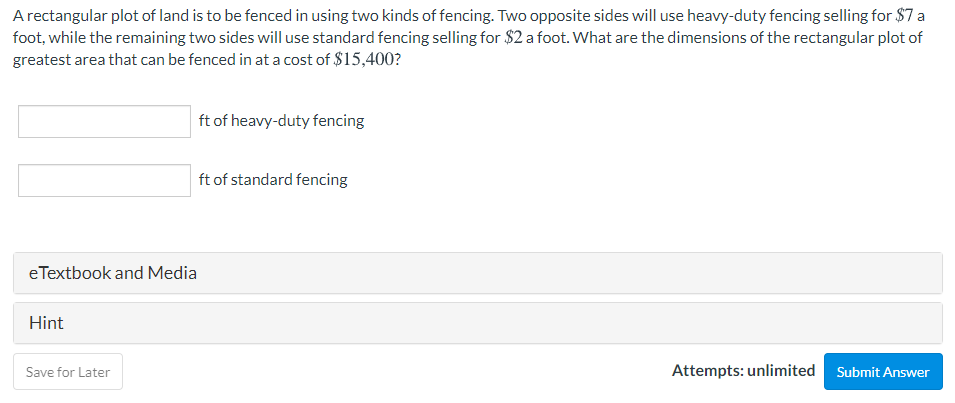 Solved A rectangular plot of land is to be fenced in using | Chegg.com