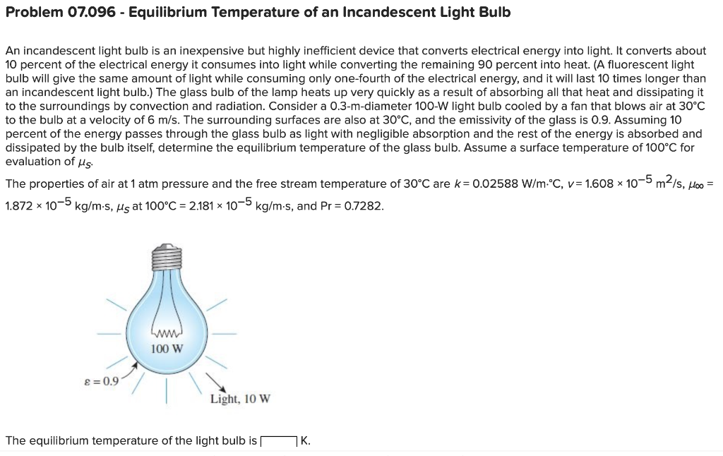 Solved Problem 07.096 - Equilibrium Temperature of an | Chegg.com