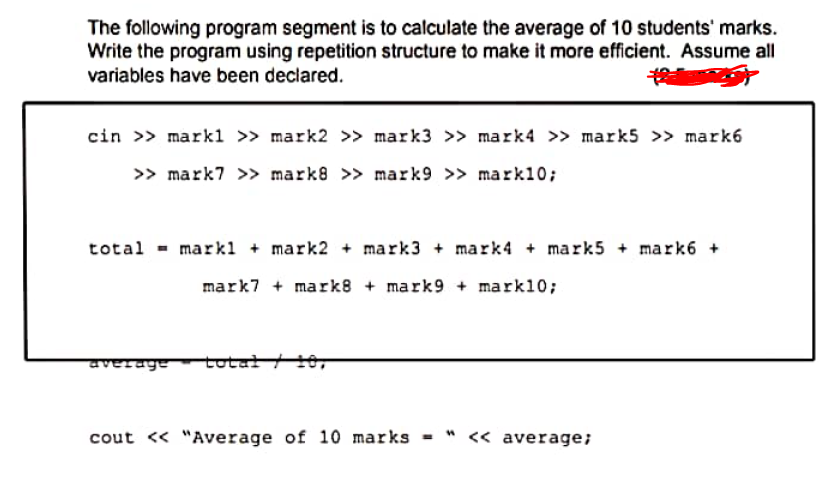 Solved The following program segment is to calculate the | Chegg.com
