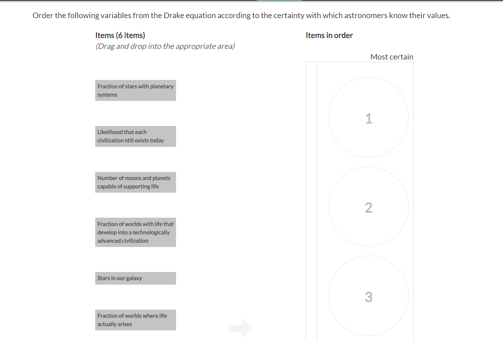 Solved Order the following variables from the Drake equation | Chegg.com