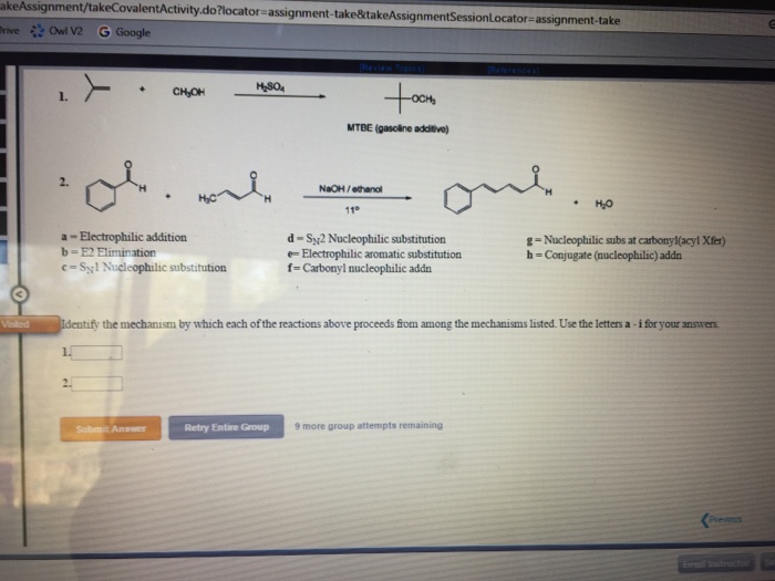 Solved a = Electrophilic addition b = E2 Elimination c= | Chegg.com