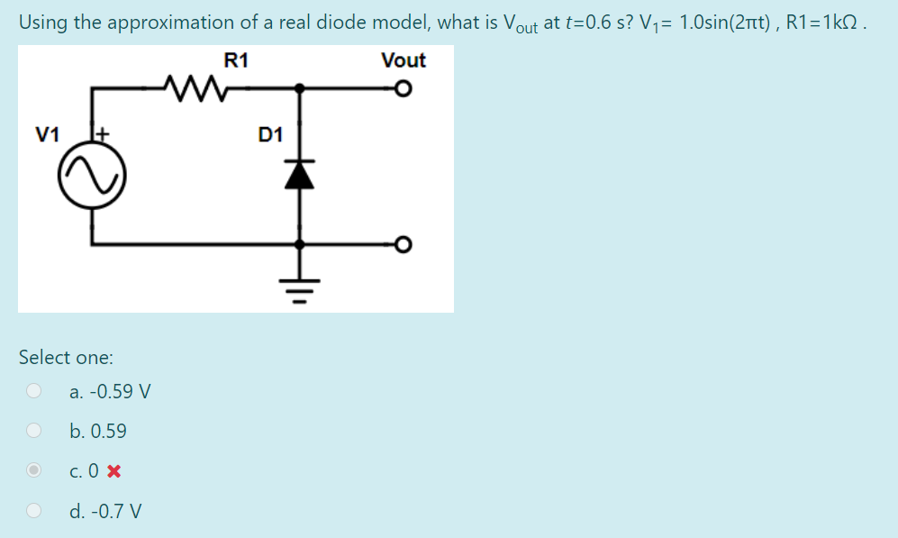 Solved Using the approximation of a real diode model, what | Chegg.com