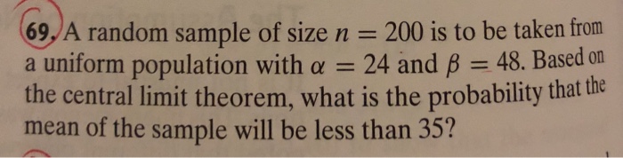 Solved 69,A be taken from a uniform population with a 24 and | Chegg.com